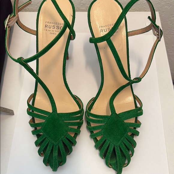 Francesco russo | Shoes | Emerald Green Heeled Shoes With Strappy ...